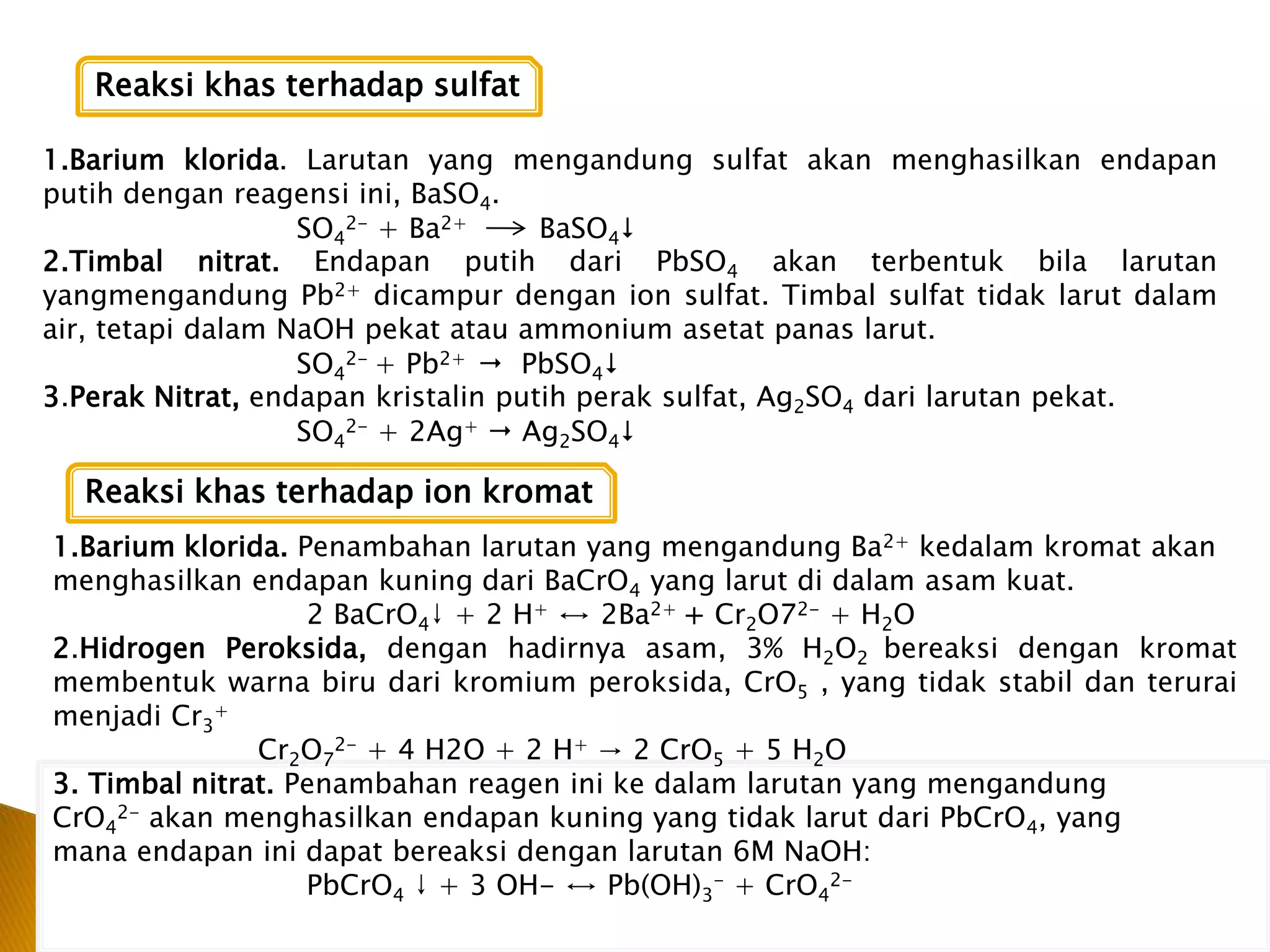 Reaksi-Reaksi Identifikasi Anion | PPTX