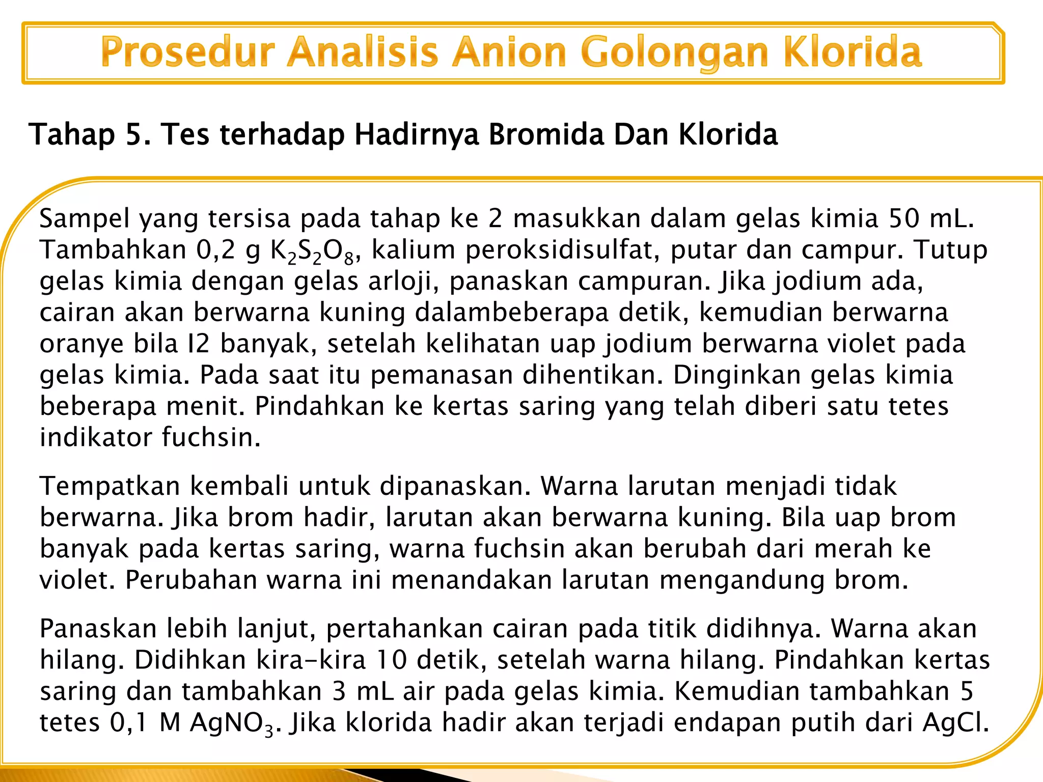 Reaksi-Reaksi Identifikasi Anion | PPTX