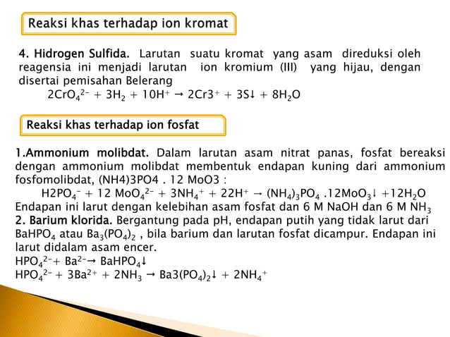 Reaksi-Reaksi Identifikasi Anion | PPTX