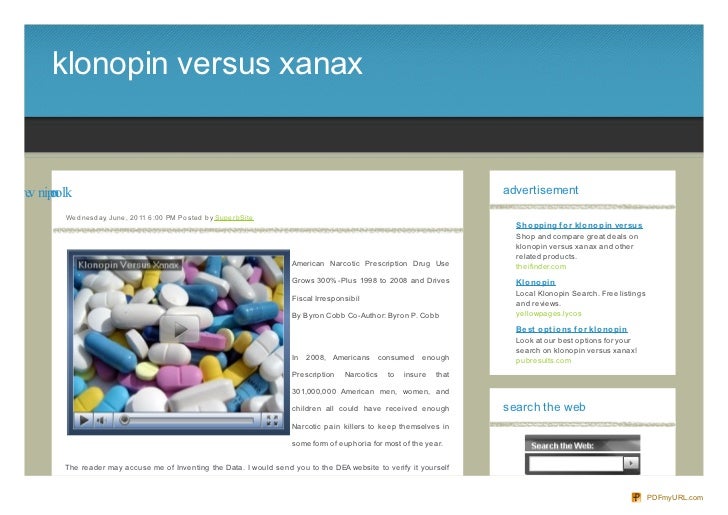 Klonopin Versus Xanax