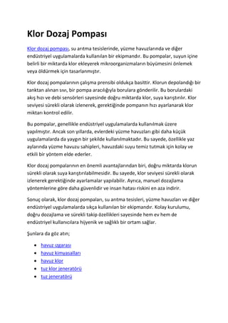 Klor Dozaj Pompası | PDF