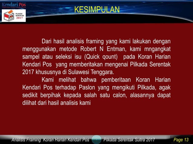 Persentase Analisis Framing | PPT