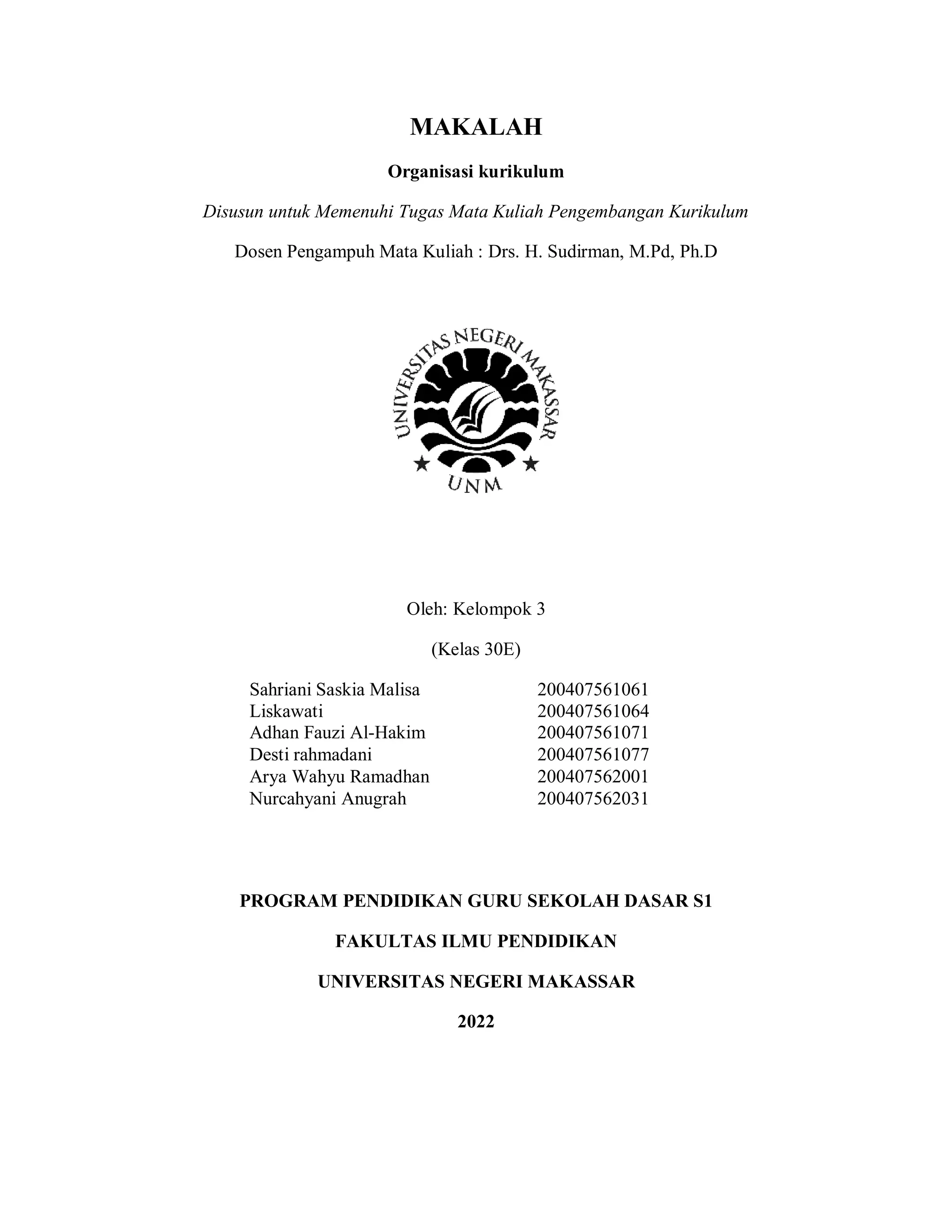 Organisasi Kurikulum | PDF