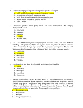 Soal- soal materi Penyakit Schizophenia | PDF | Free Download