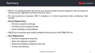 Service Organizational Control (SOC 2) Compliance - Kloudlearn | PPT