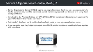 Service Organizational Control (SOC 2) Compliance - Kloudlearn | PPT