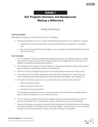 KLT TLC Leader Materials Set Excerpt | PDF