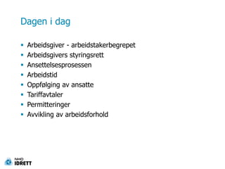 Klubben som arbeidsgiver | PPT