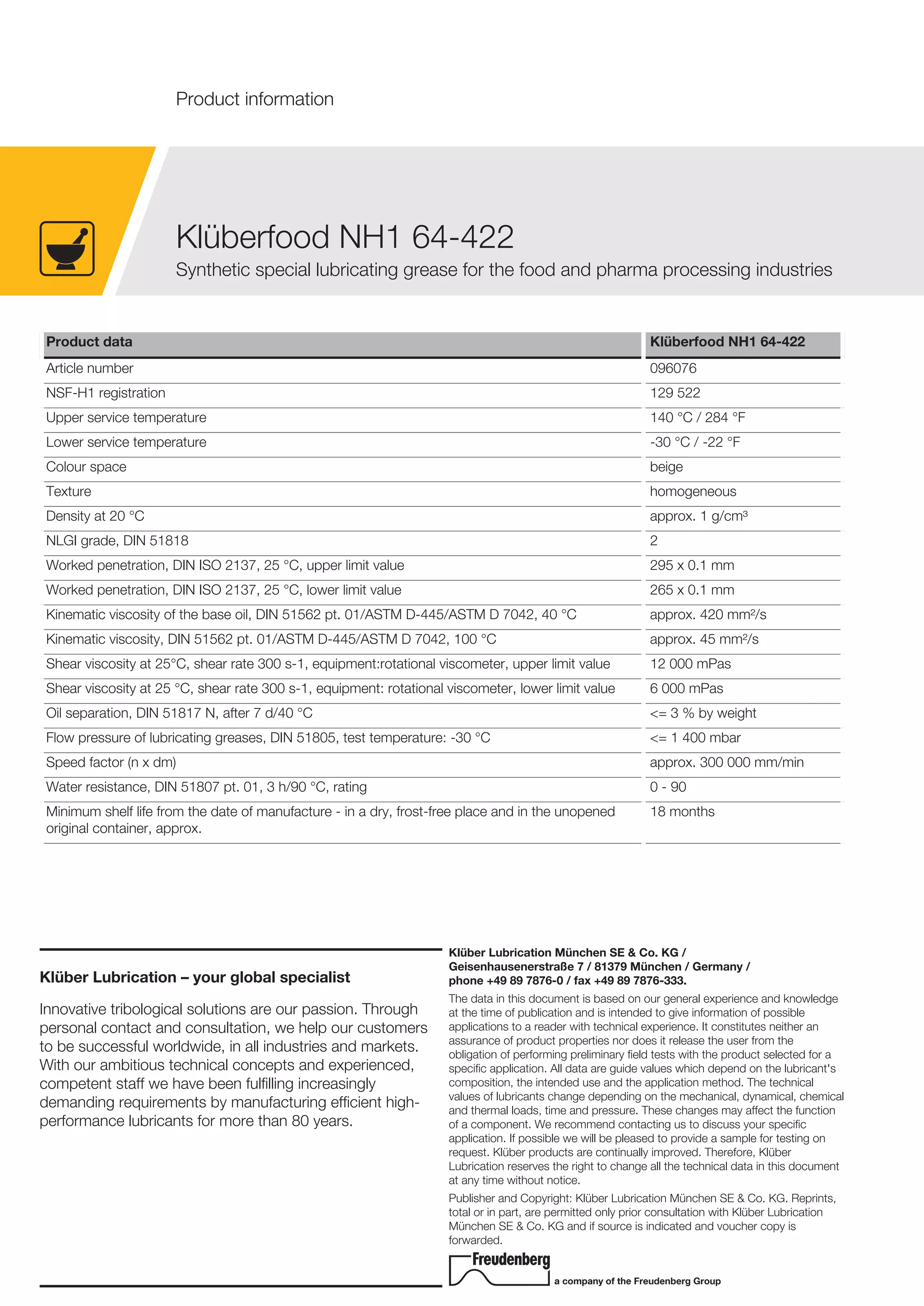 Kluberfood nh1-64-422 Mr Tùng - 0987 988 407 | www.khodaumo.com