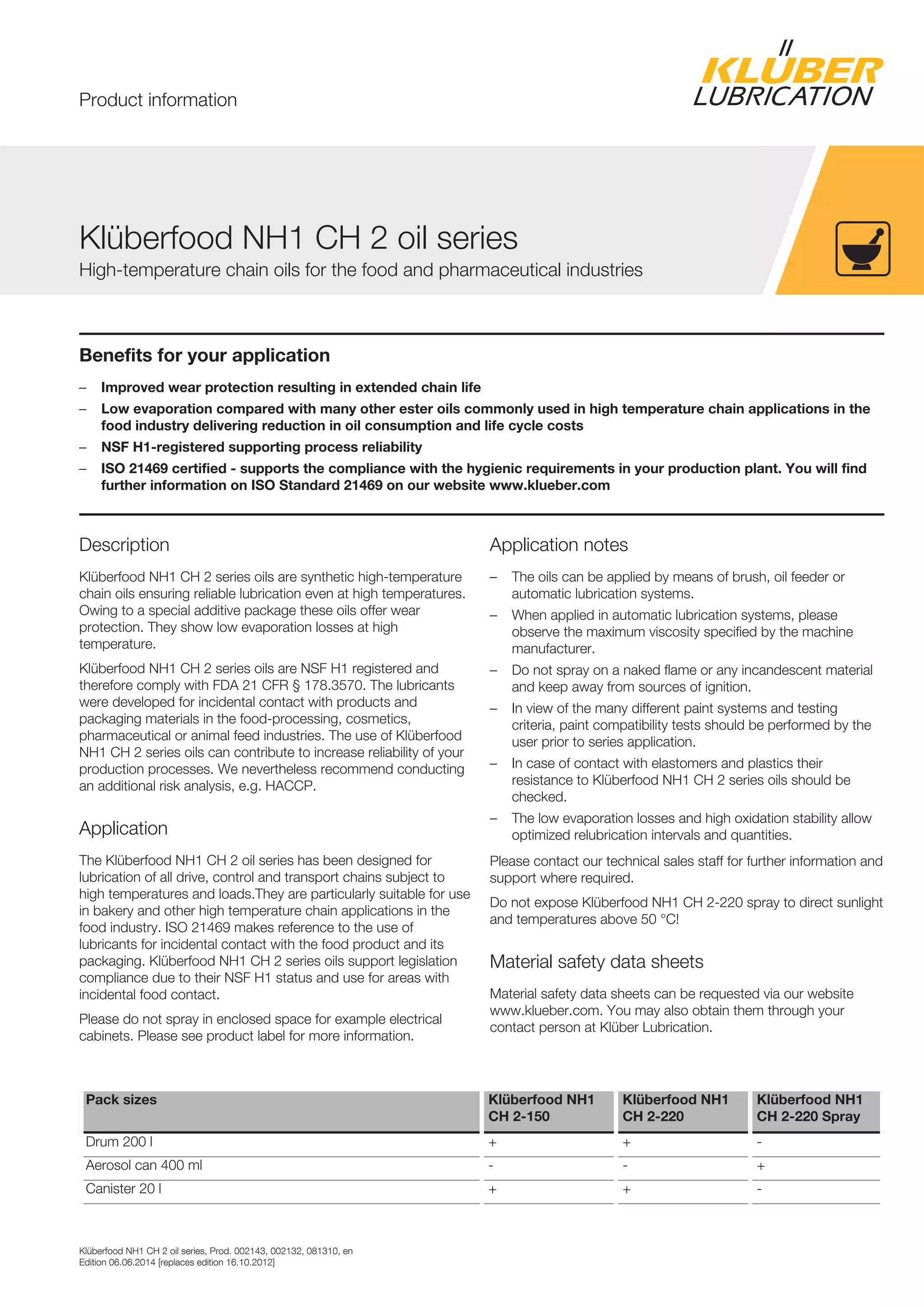 Kluberfood nh1-ch-2-series Mr Tùng - 0987 988 407 | www.khodaumo.com
