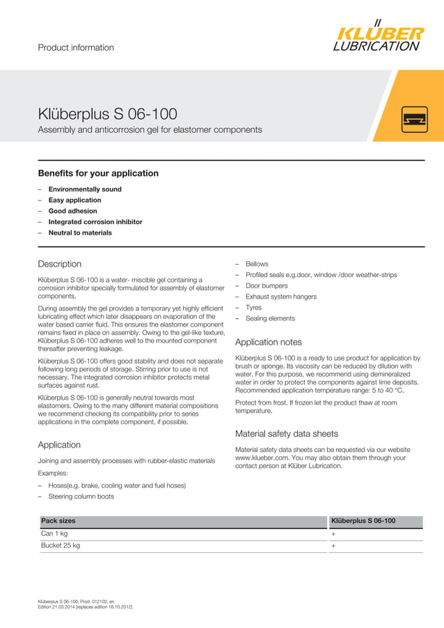 Kluberplus s-06-100 Mr Tùng - 0987 988 407 | www.khodaumo.com