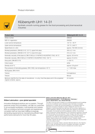Klubersynth uh1-14-31 Mr Tùng - 0987 988 407 | www.khodaumo.com
