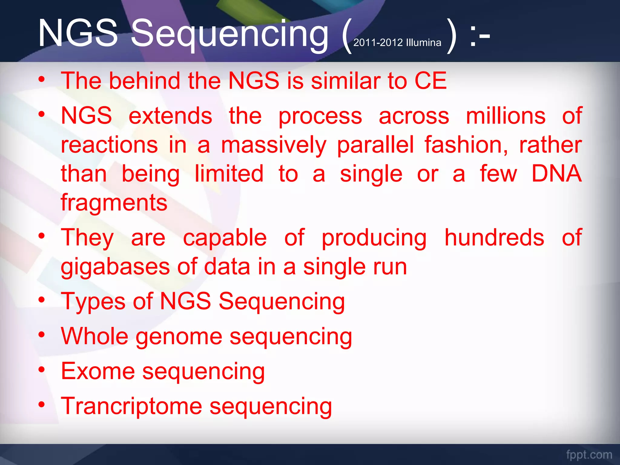 VALIDATION OF NGS SEQUENCING BY SANGER SEQUENCING | PPT