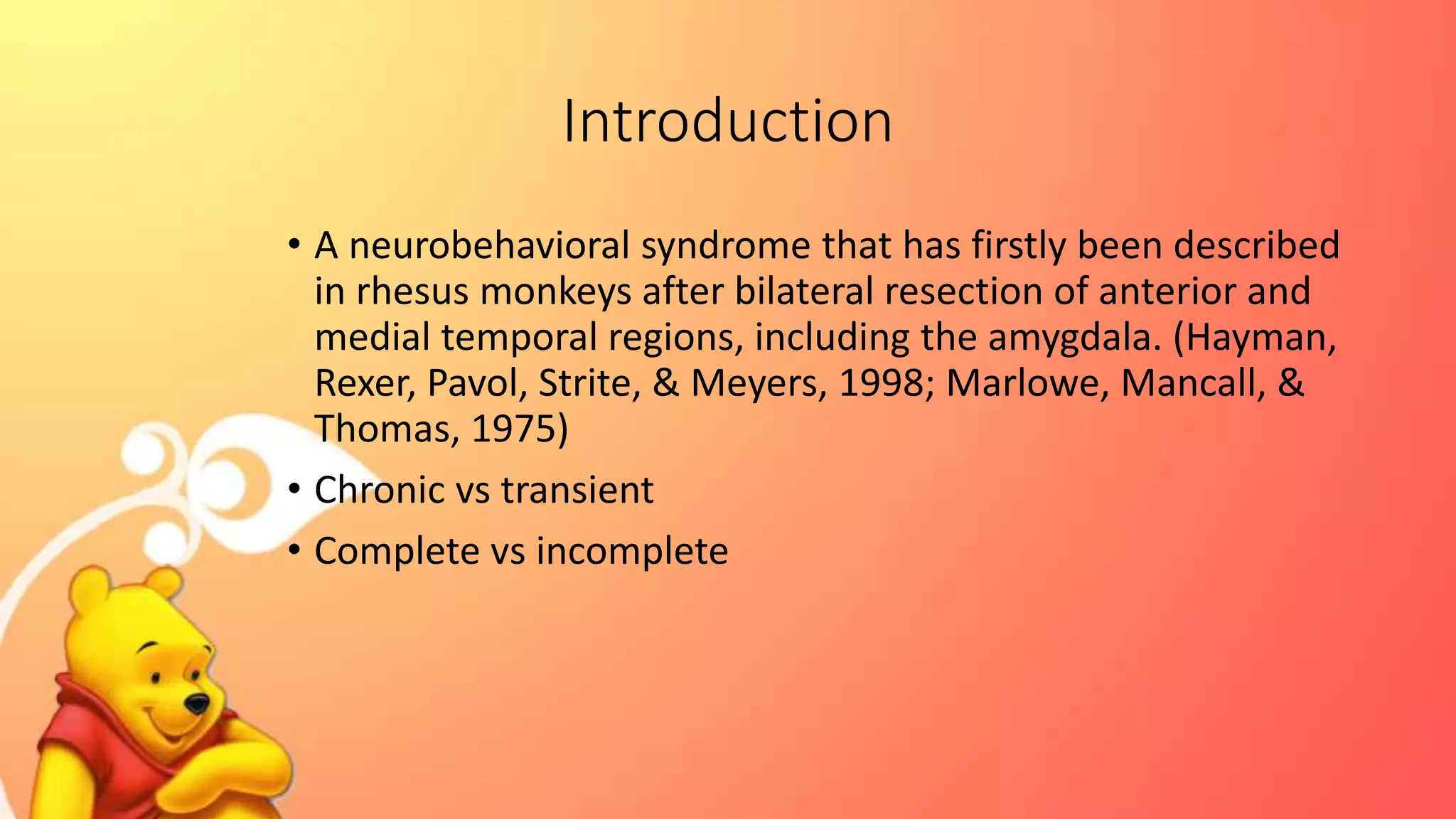 Kluver-Bucy Syndrome | PPTX