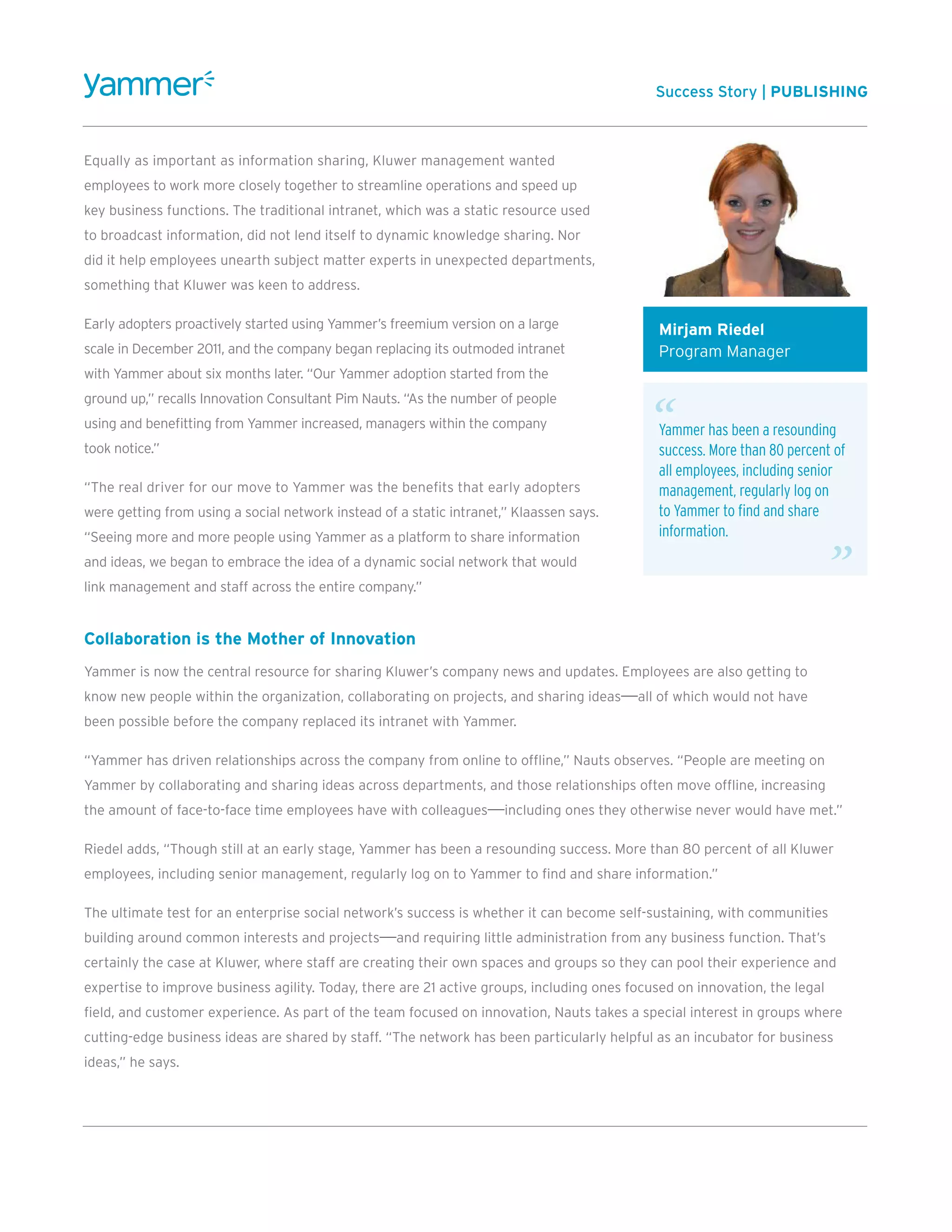 Kluwer Yammer Case Study | PDF