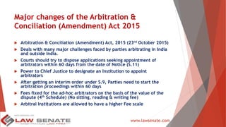 Impact of 2015 Amendments to Arbitration & Conciliation Act | PPT