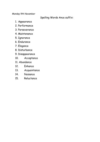 Spelling words | PDF