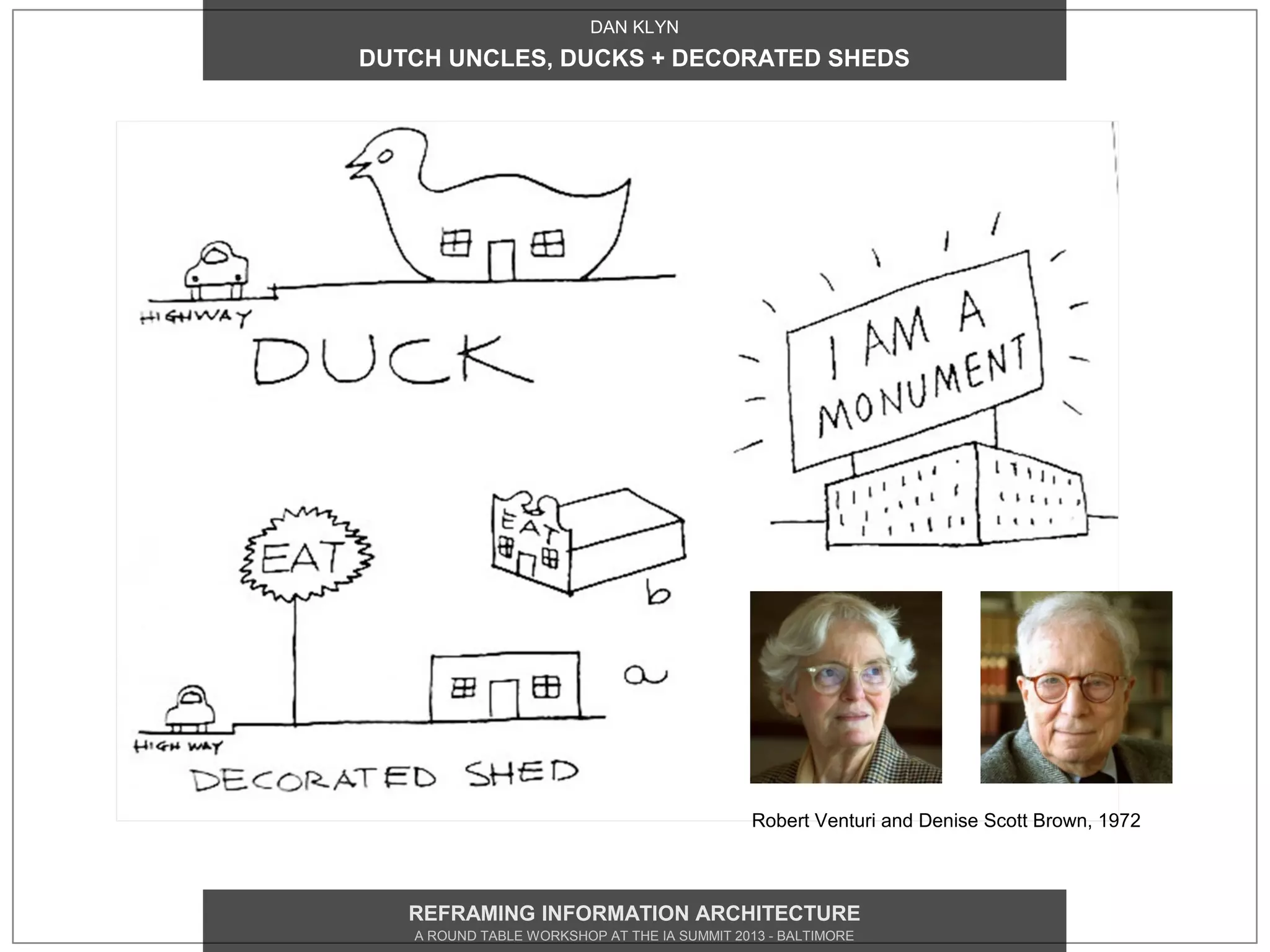 Dutch Uncles, Ducks and Decorated Sheds - Reframing IA | PPT