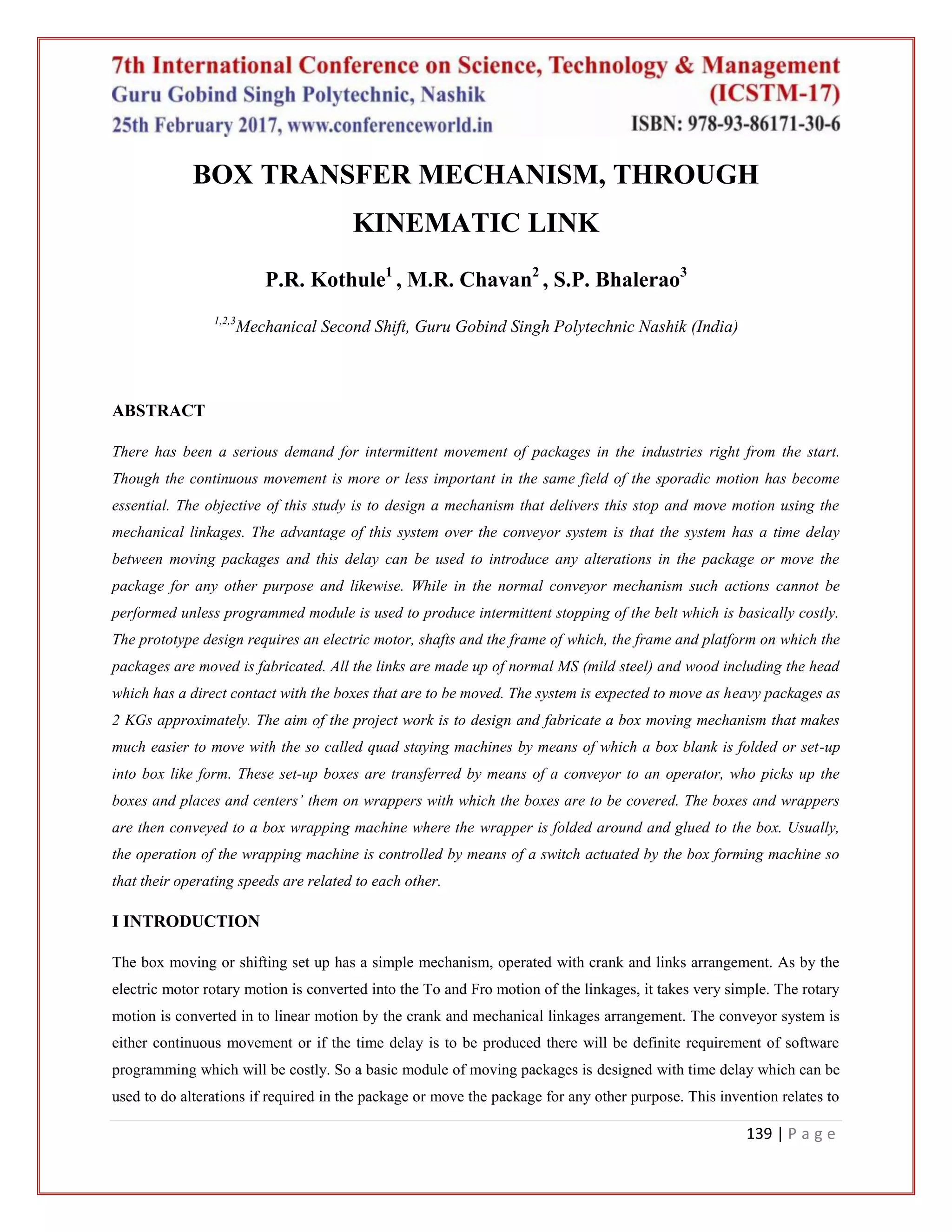 Km151 box moving transporting using four bar link mechanism (wecompress) | PDF