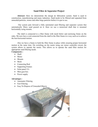 Km241 solar sand filter with gear motor and link mechanism | DOC