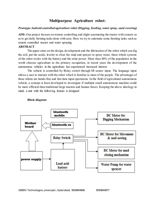 Km244 multipurpose agriculture robot | DOCX