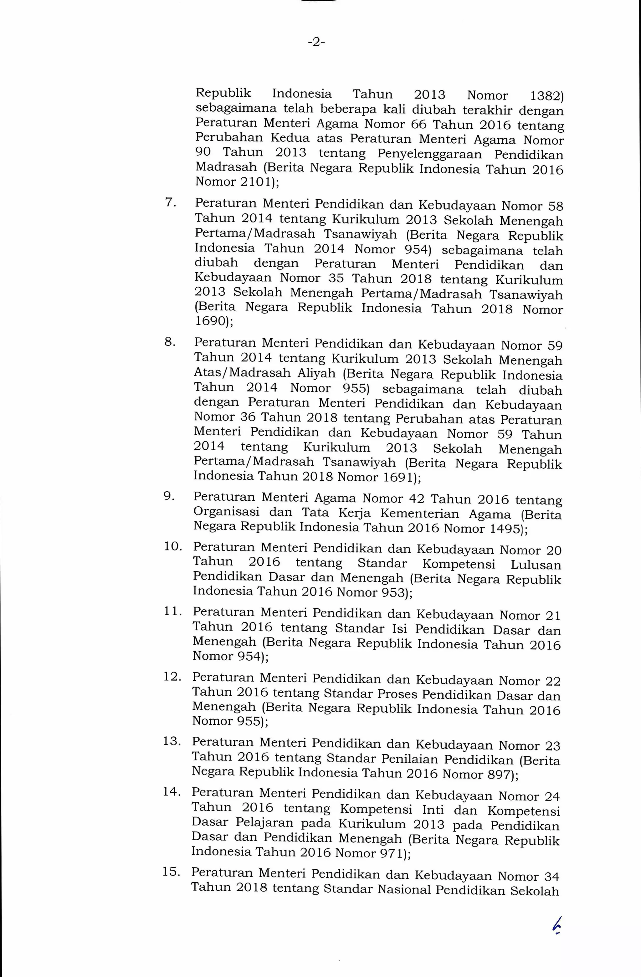 Kma nomor 184 tahun 2019 tentang pedoman implementasi kurikulum pada madrasah | PDF