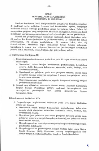 Kma nomor 184 tahun 2019 tentang pedoman implementasi kurikulum pada madrasah | PDF