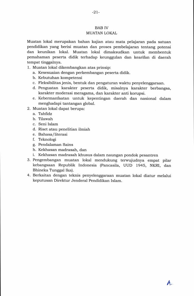 Kma nomor 184 tahun 2019 tentang pedoman implementasi kurikulum pada madrasah | PDF