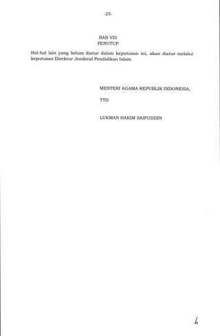 Kma nomor 184 tahun 2019 tentang pedoman implementasi kurikulum pada madrasah | PDF