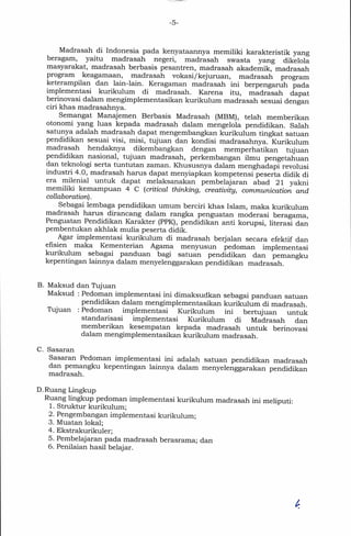 Kma nomor 184 tahun 2019 tentang pedoman implementasi kurikulum pada madrasah | PDF
