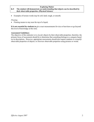 Kindergarten - Science - Matter | PDF