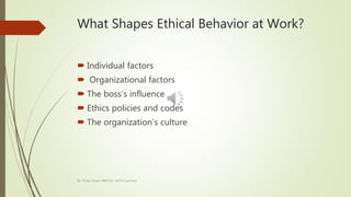 KMB 202 (HRM), Ethics at work unit 5 | PPTX