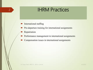 Kmb202 HRM unit 5 IHRM part 2 | PPTX | Human Resources | Business