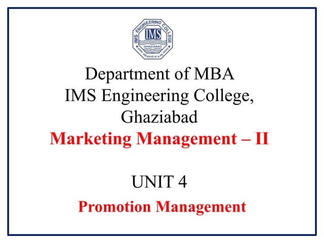 Promotion Management | PPT
