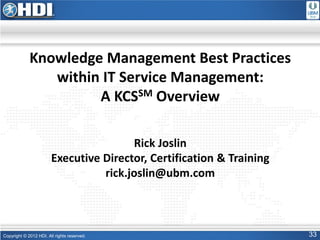 Knowledge Management Best Practices within Service Management | PDF