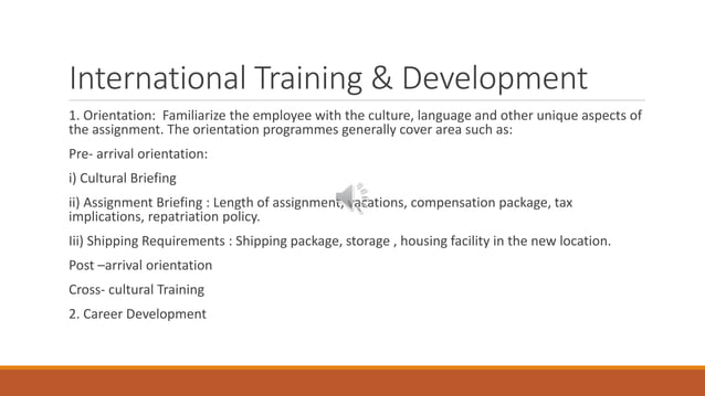 KMBHR05 (IHRM) International Training & Development | PPT
