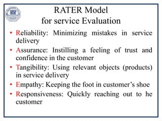 Service Marketing: Service expectations, evaluation, Design and ...