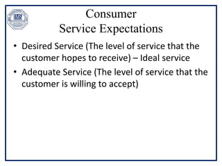 Service Marketing: Service expectations, evaluation, Design and ...