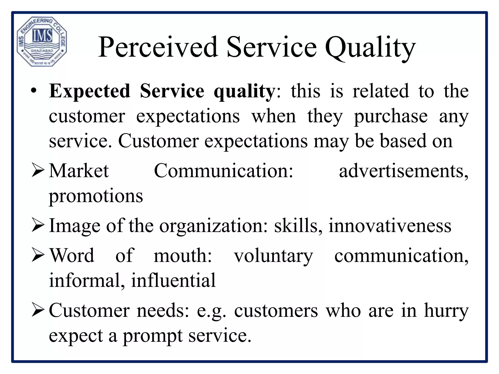 Service Quality and Service Performance evaluation | PPTX