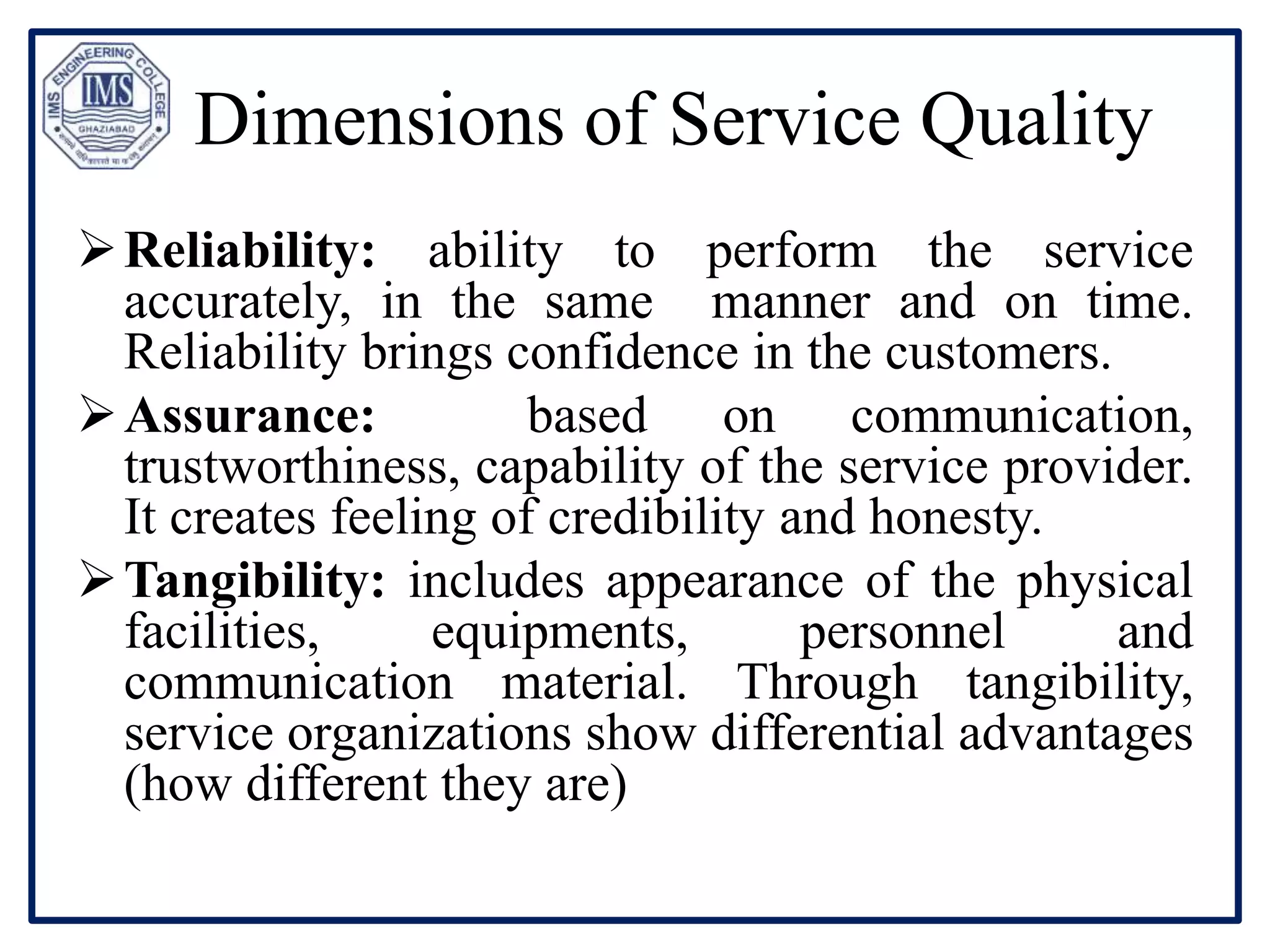Service Quality and Service Performance evaluation | PPTX