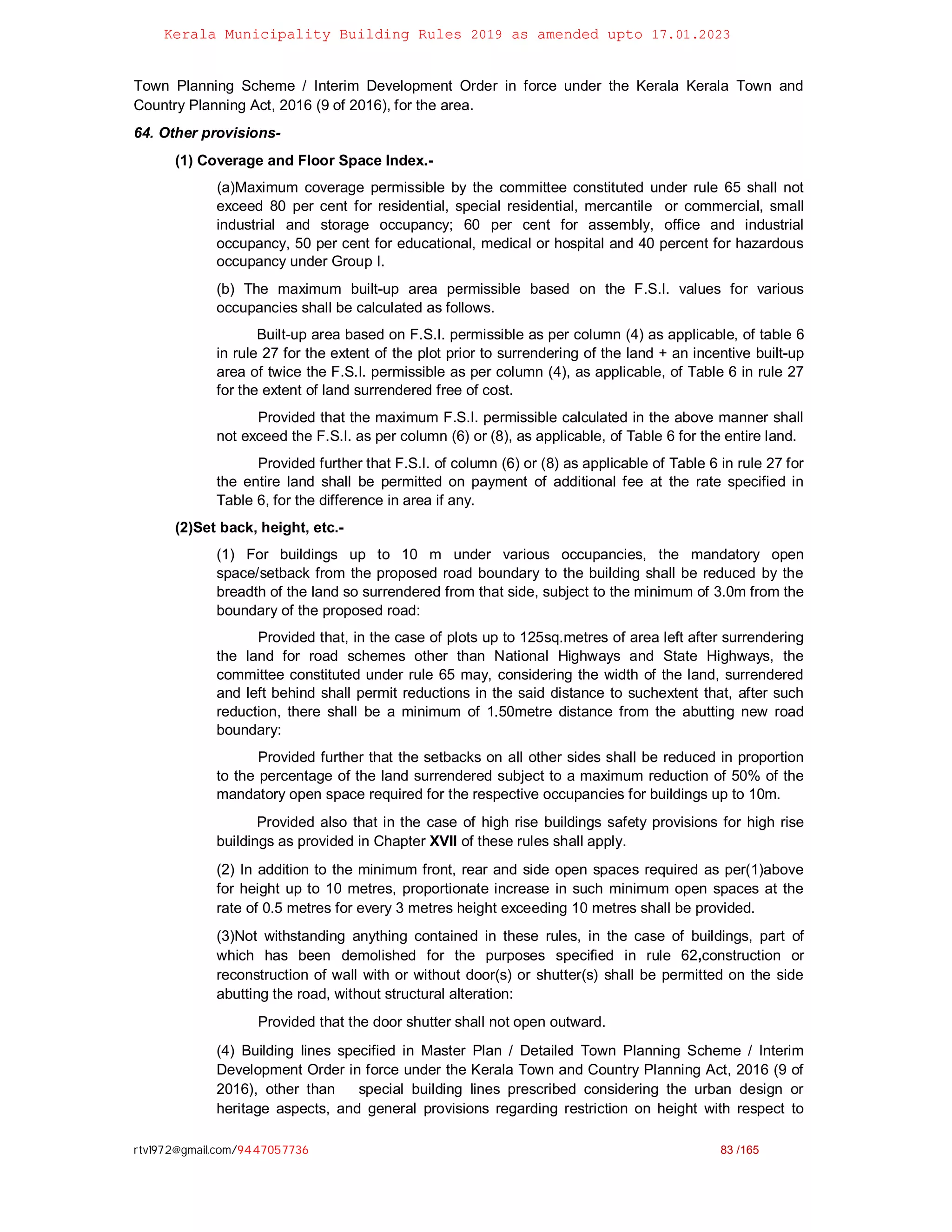 KMBR 2019 amended upto 17.01.23.pdf- Kerala municipal building rules ...