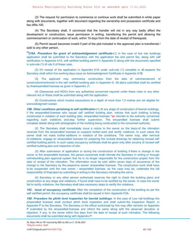 KMBR 2019 amended upto 17.01.23.pdf- Kerala municipal building rules ...