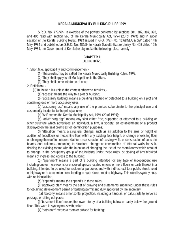 Kmbr rule Kerala Municipality Building Rules KMBR | PDF