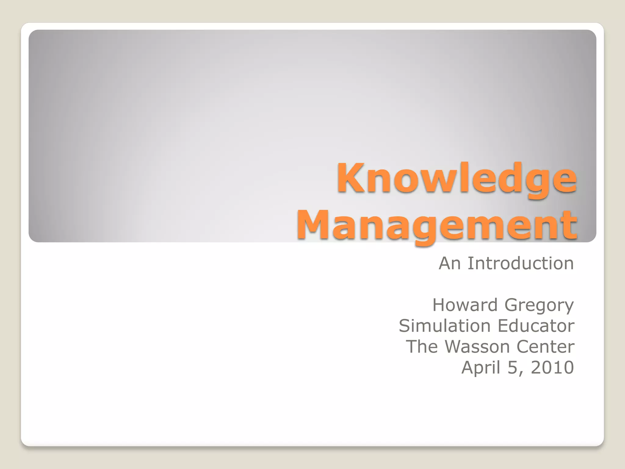 Km Introduction PowerPoint | PDF