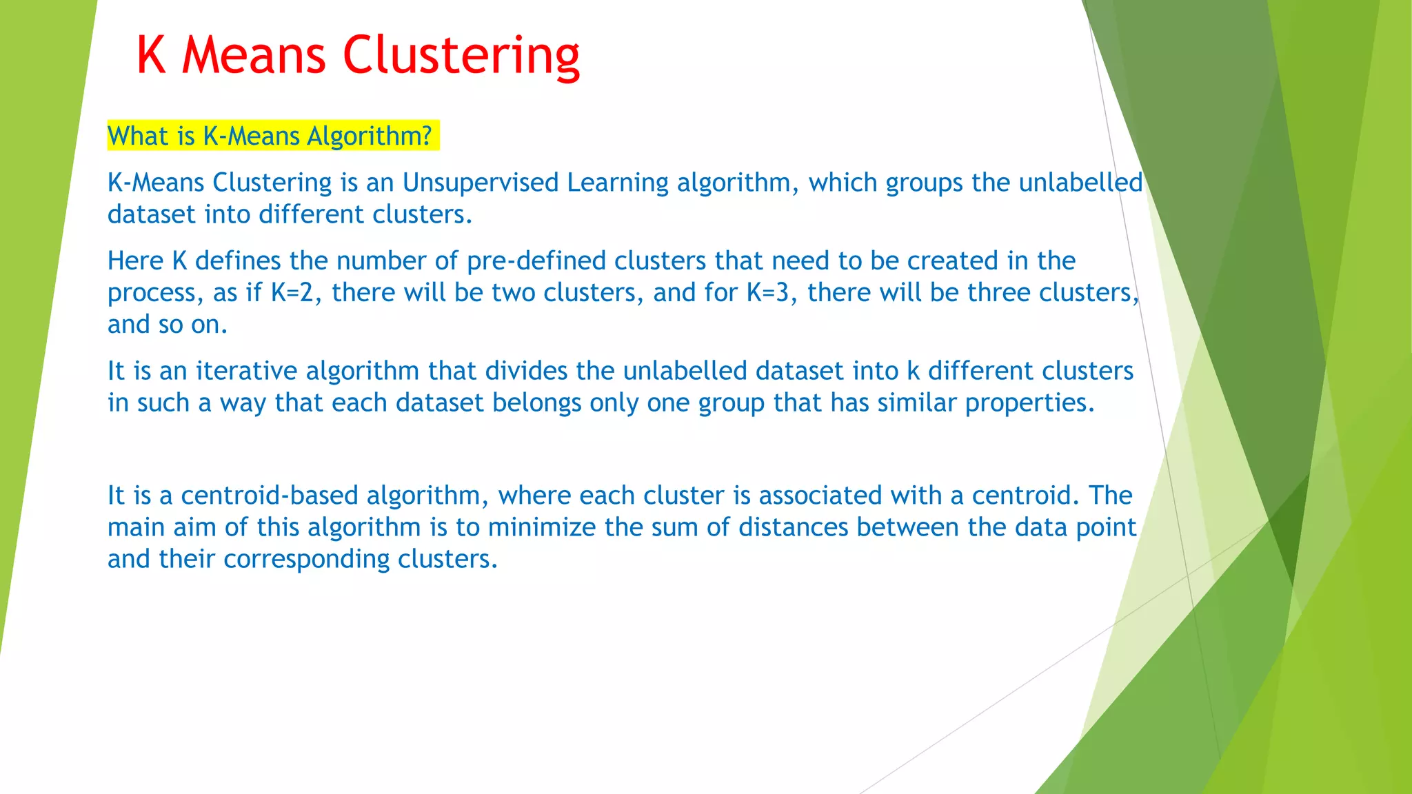 K Means Clustering in ML.pptx | Computing | Technology & Computing