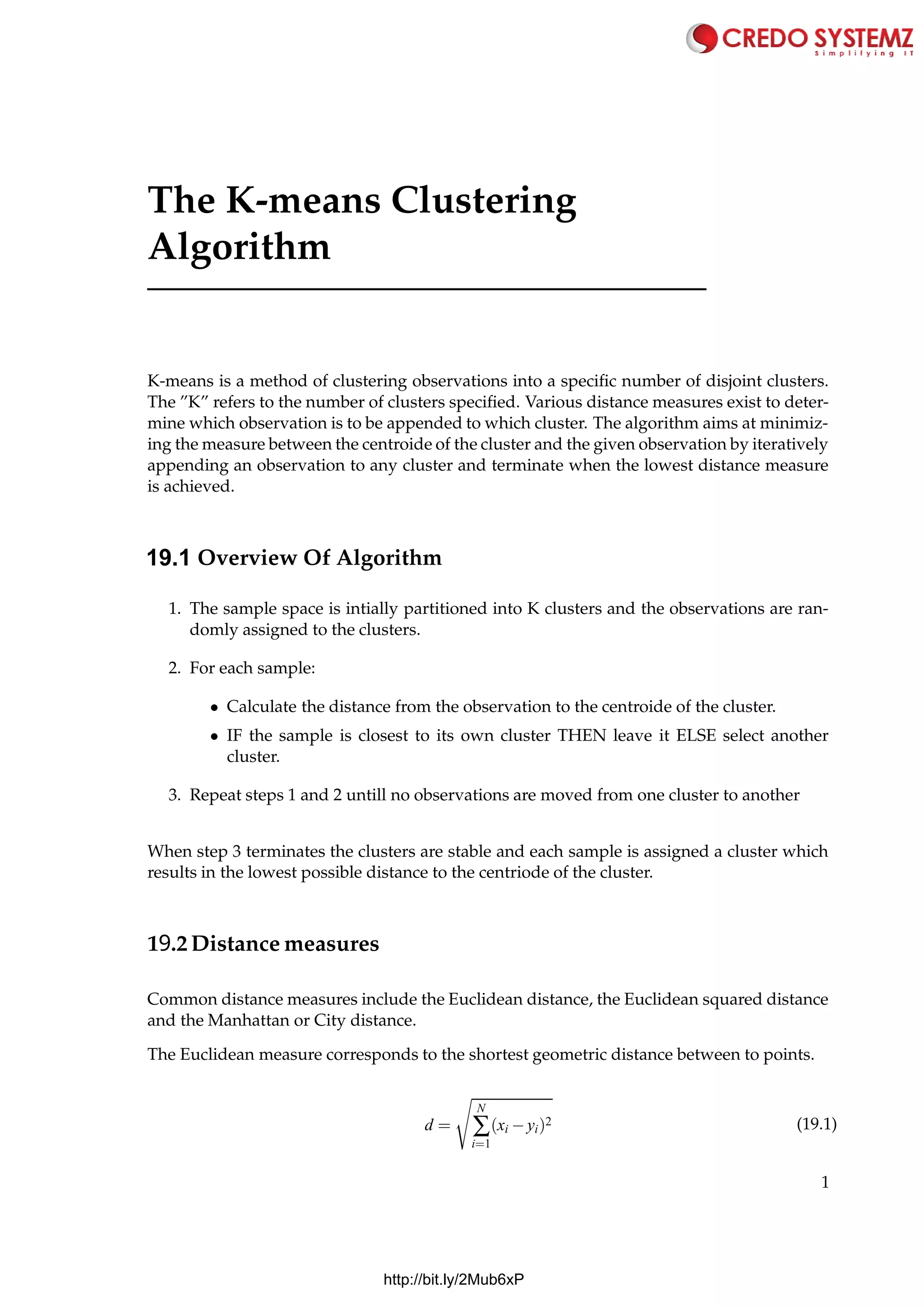 K Means Clustering Algorithm With Matlab Source Code Pdf Physics Science