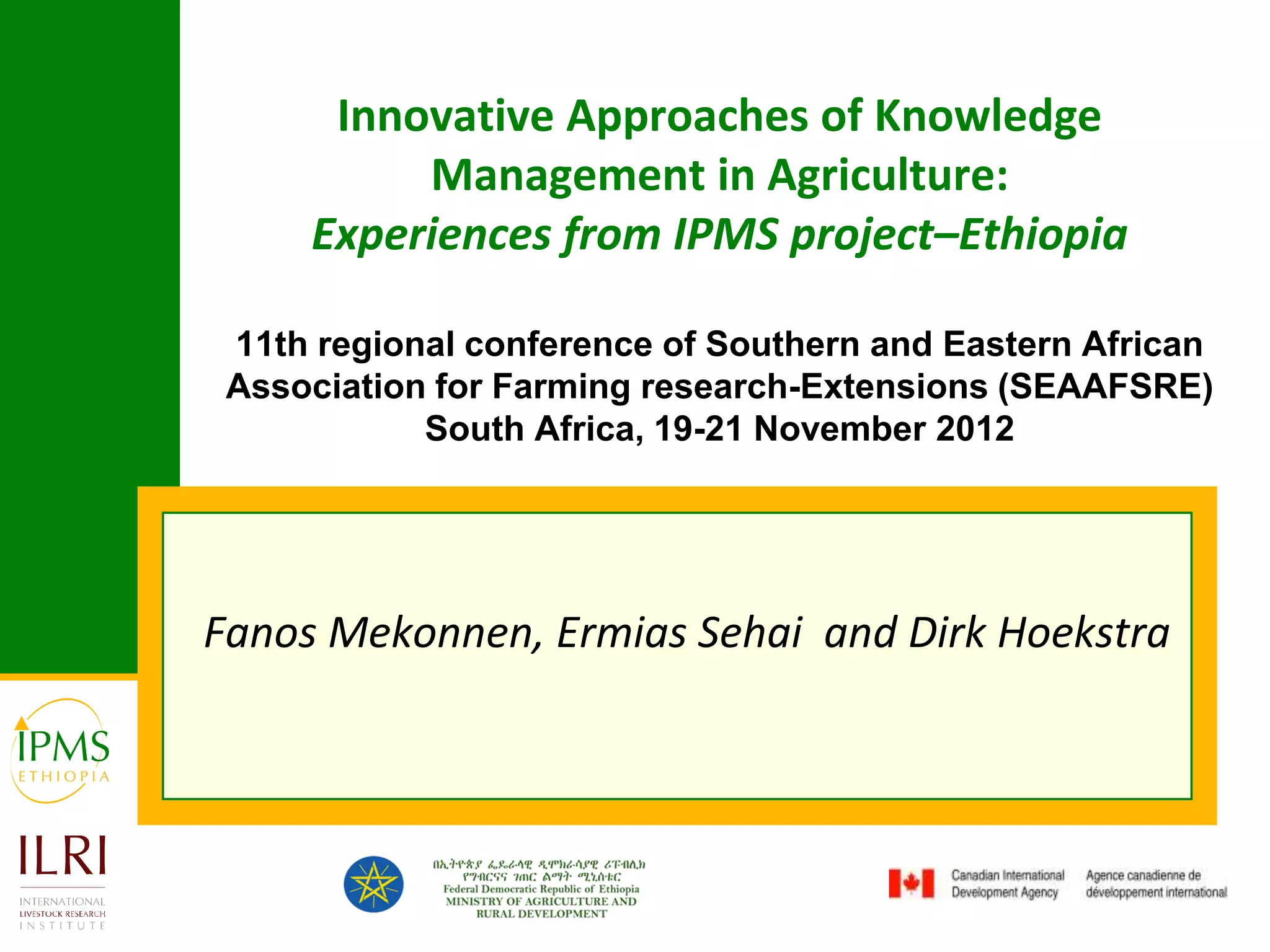 Innovative approaches of knowledge management in agriculture ...