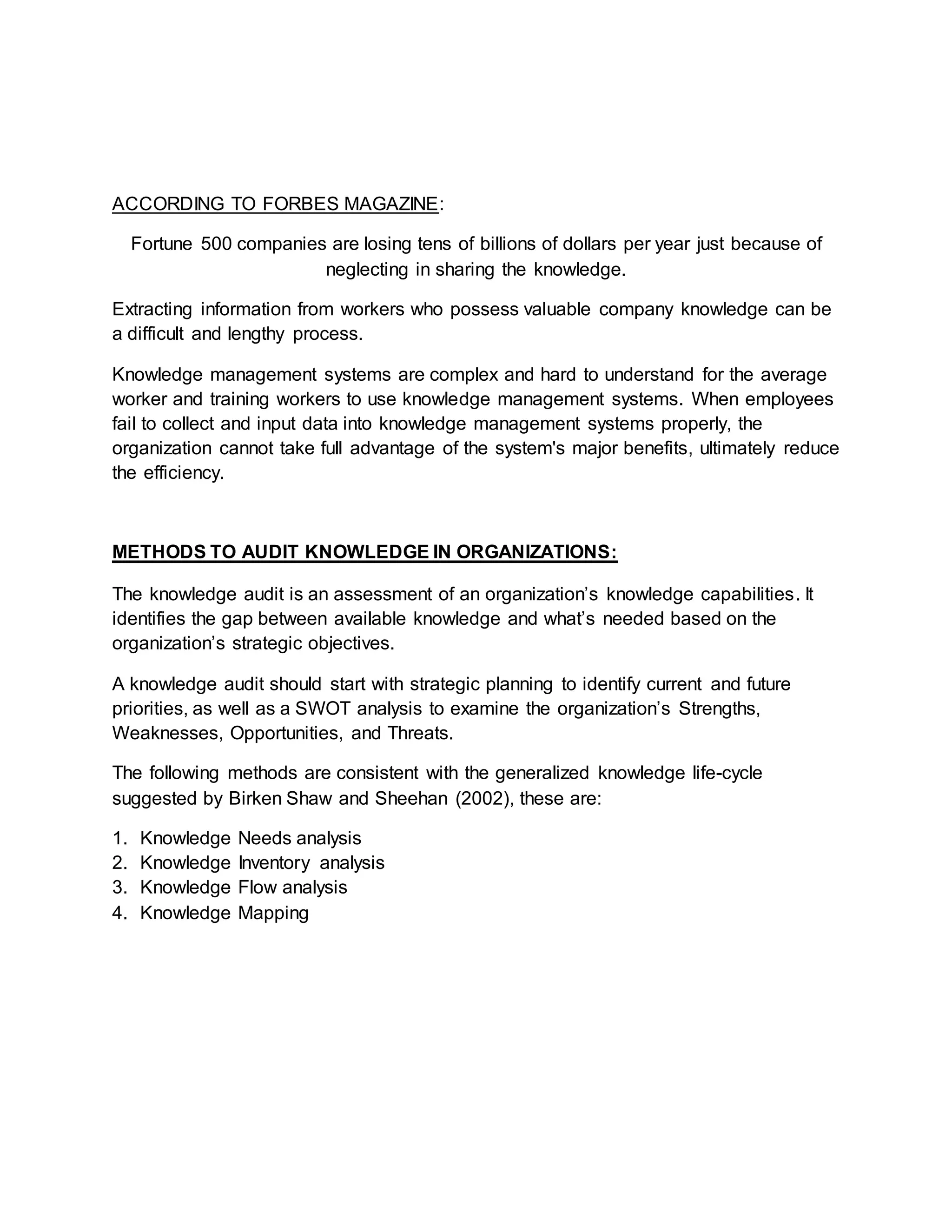 PERFORMANCE OF KNOWLEDGE BASED ORGANIZATION & THEIR AUDITING METHODS | PDF