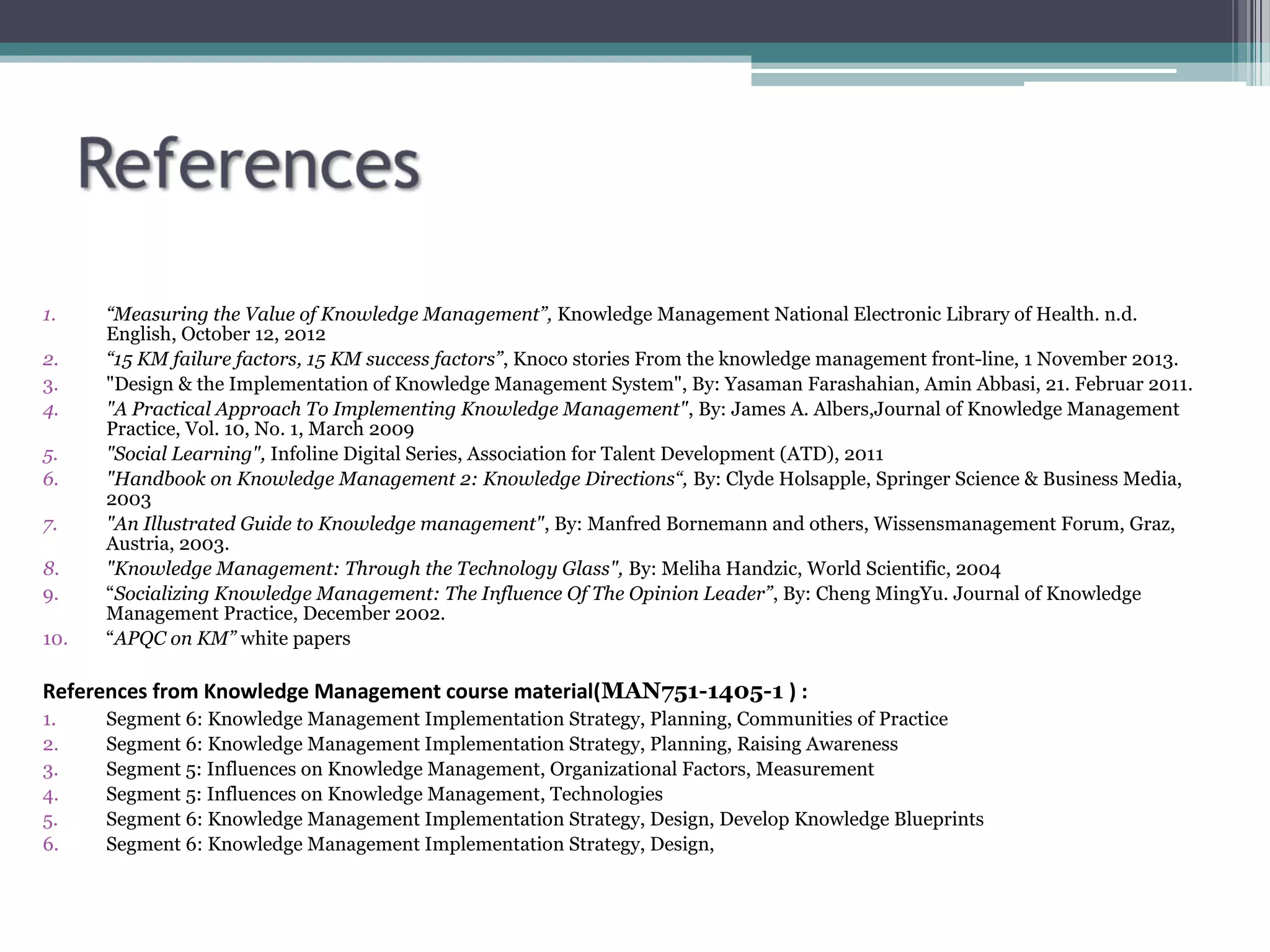 Knowledge Management Implementation Road map | PPT
