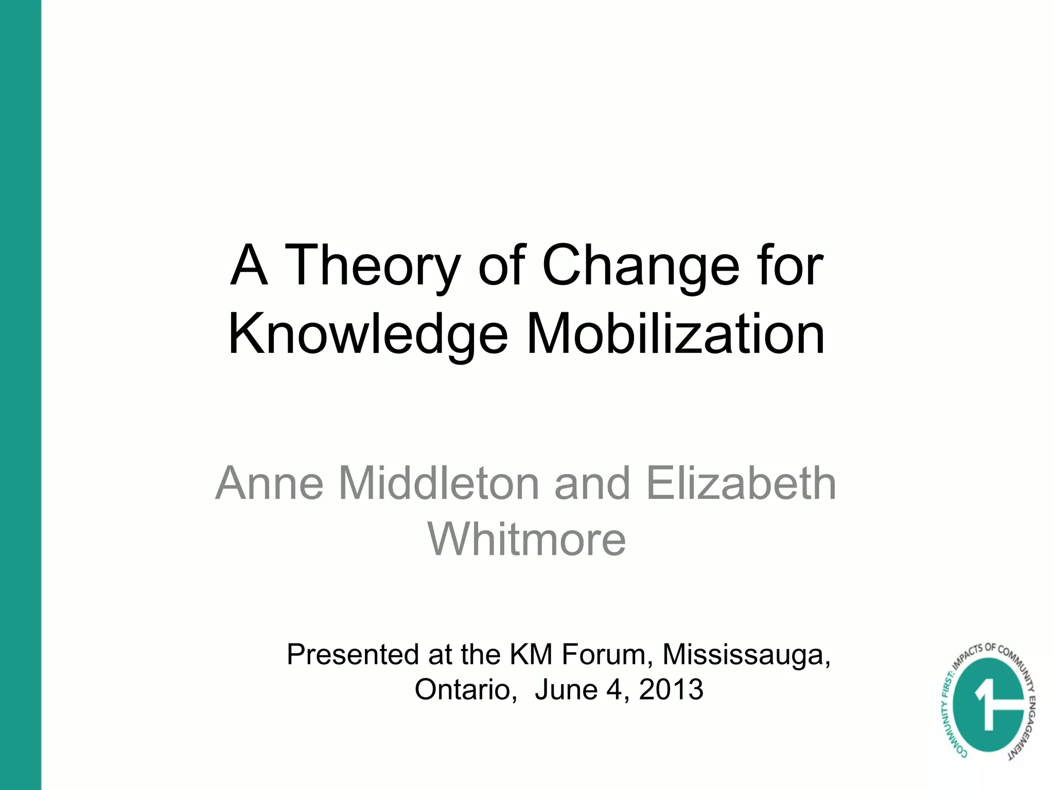 A Theory of Change for Knowledge Mobilization | PPT